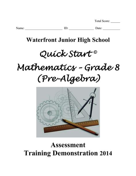 Assessment Model 2 Pre Algebra Grade 8 Pdf