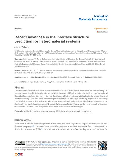 Pdf Recent Advances In The Interface Structure Prediction For