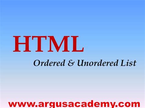 Html Ordered And Unordered List Ppt