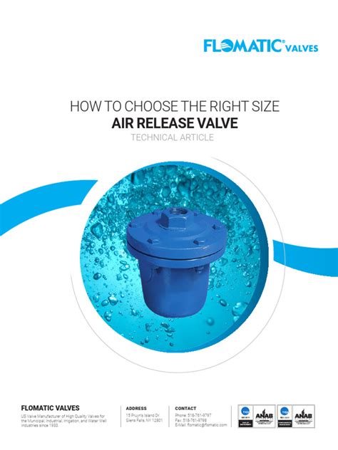 Choosing The Right Air Release Valve Sizing And Selection Pdf Valve Pipe Fluid Conveyance