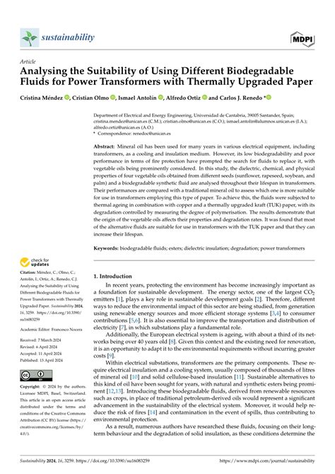 PDF Analysing The Suitability Of Using Different Biodegradable Fluids For Power Transformers