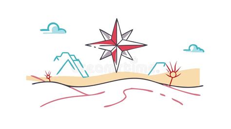 Desert Beach Compass Unique Coastal Adventure Vector Design