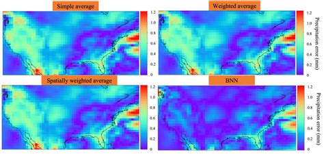 Absolute Precipitation Errors Of The Four Ensemble Approaches Averaged