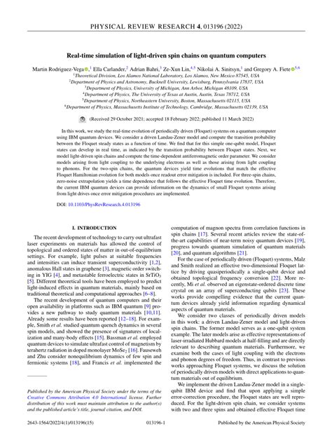 Pdf Real Time Simulation Of Light Driven Spin Chains On Quantum Computers