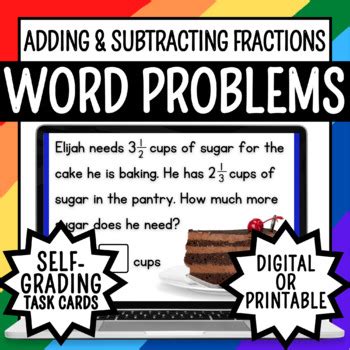 Fraction Word Problems Adding And Subtracting By Don T Worry Teach Happy