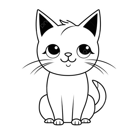귀여운 작은 고양이 색칠 공부 페이지 개요 스케치 드로잉 벡터 고양이 그림 그리기 고양이 그림 개요 고양이 그림 스케치 Png 일러스트 및 벡터 에 대한 무료