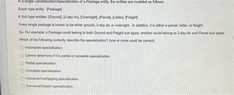 Solved In A Single Generalizationspecialization Of A