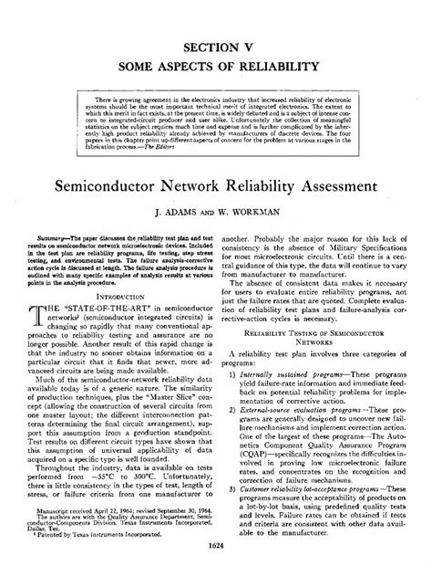 Pdf Semiconductor Network Reliability Assessment Dokumentips