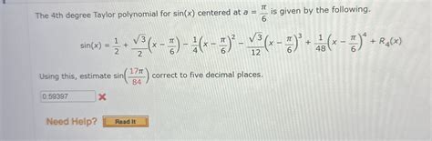 The 4th Degree Taylor Polynomial For Sinx ﻿centered