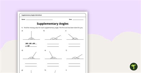 Supplementary Angles Work Sheet Free Complementary And Supplementary