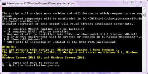 Microsoft Cognitive Toolkit Installation On Windows 7
