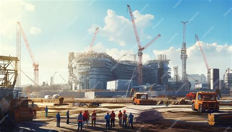Premium Ai Image Nuclear Power Plant Construction Site Workers