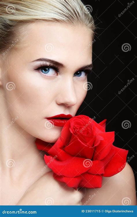 Woman with rose stock image. Image of elegance, femininity - 23011715