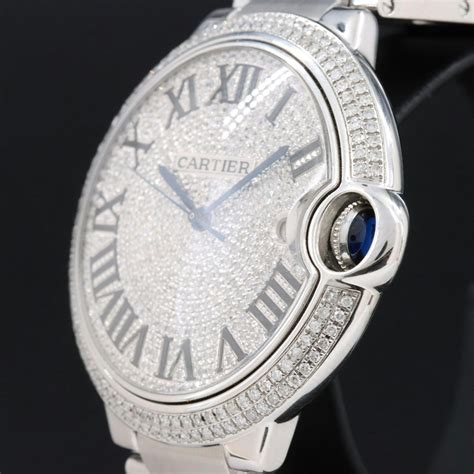 Cartier Ballon Bleu 3001 18ctw Custom Diamond Dial And Bezel 42mm