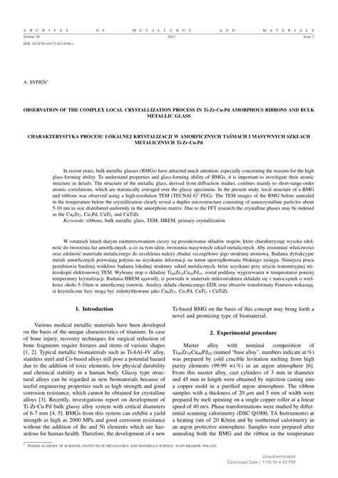 Pdf Observation Of The Complex Local Crystallization Process In Ti Zr