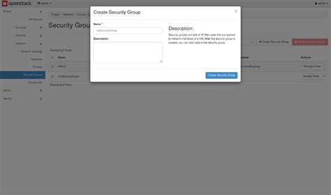 Security Groups Create OpenStack Dashboard 1 Download Scientific Diagram