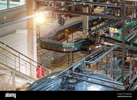 Modern Automated Beer Bottling Production Line Beer Bottles Moving On Conveyor Stock Photo Alamy