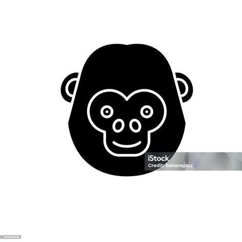 Ikon Hitam Simpanse Lucu Tanda Vektor Pada Latar Belakang Terisolasi