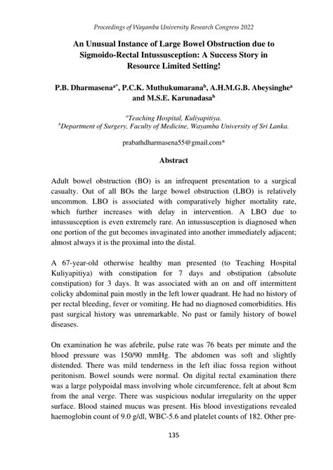 Pdf An Unusual Instance Of Large Bowel Obstruction Due To Sigmoido