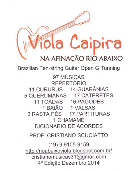 Aprenda Viola Caipira Prof Cristiano Scuciatto Cifras E Tablaturas