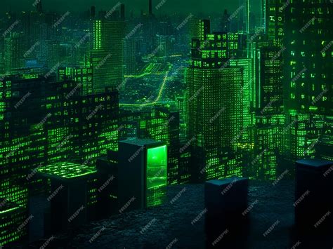Premium Photo Matrix Of Binary Numbers Scifi Background Binary Computer Code Green Digital Numbers