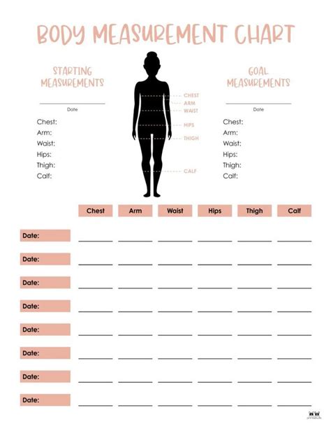 Free Fitness Body Measurement Chart Template Totally Free Printables