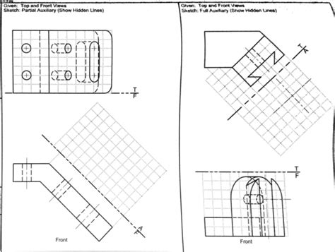solved given top and front views sketch partial auxiliary