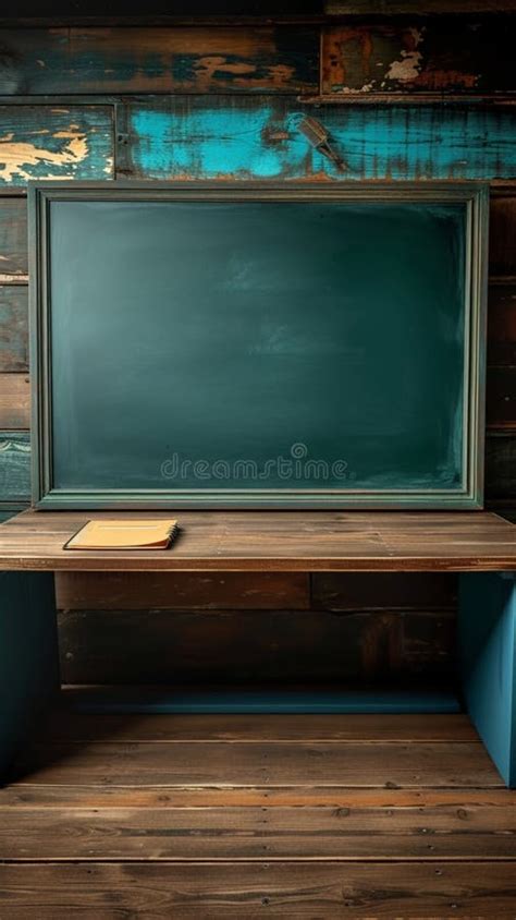 Blackboard And Notebook In School Setting Educational Backdrop Stock