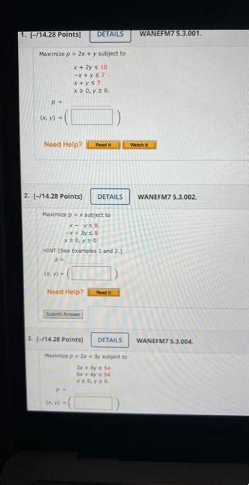 Solved Maximize P 2x Y Subject To X 2y≤10 −x Y≤7 X Y≤7