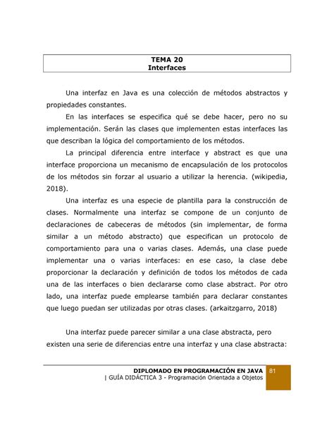 5 Interfaces En Java Apuntes 13 7 Diplomado En ProgramaciÓn En Java GuÍa DidÁctica 3