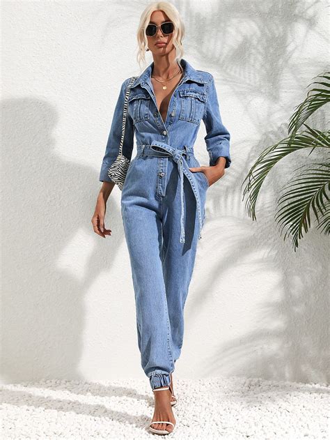 Casual Office Denim Jumpsuit Denim Jumpsuit Womens