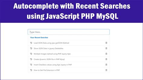 Autocomplete With Recent Searches Using JavaScript PHP MySQL