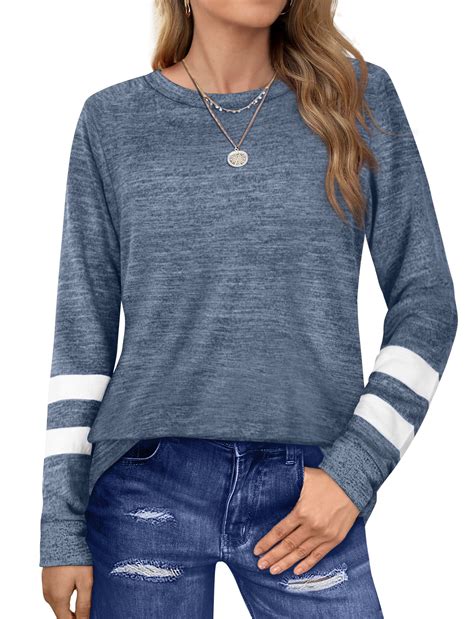 Fantaslook Casual Sweatshirts For Women Color Block Crew Neck Tops Long