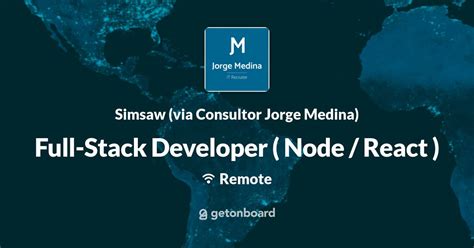 full stack developer node react at simsaw via consultor jorge