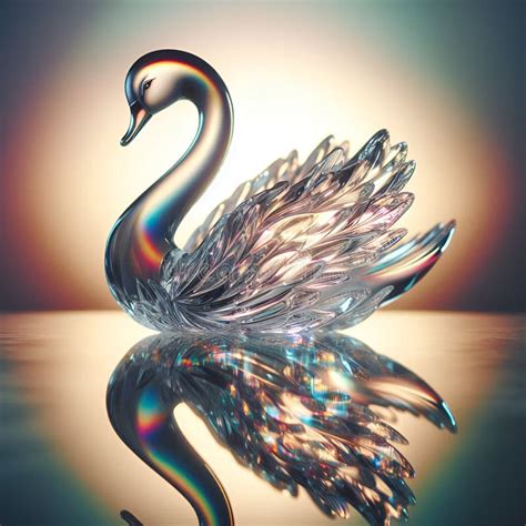 Rainbow Elegance Crystal Glass Swan Figurine With Sparkling Details