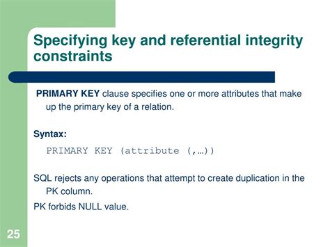 Ppt Sql 99 Schema Definition Constraints Queries And Views
