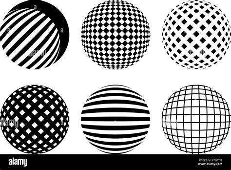 Set Of Abstract Decorative Spheres With Geometric Pattern Isolated 3d Style Dashed Abstract