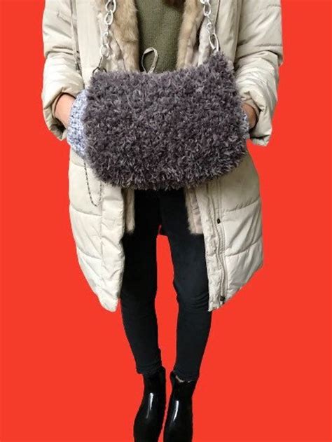 Double Handknitted Mokko Color Muff Of Faux Fur And Wool With Etsy New Zealand