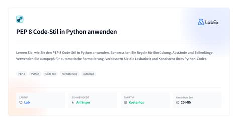 Pep 8 Code Stil In Python Anwenden Labex