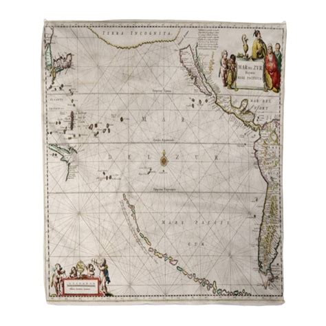 Sidonku Flannel Throw Blanket Antique Map Made In 1650 By Frederick De