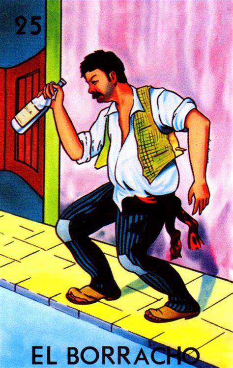 25 El Borracho Retro Illustration Loteria Cards