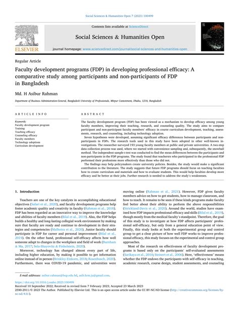 Pdf Faculty Development Programs Fdp In Developing Professional