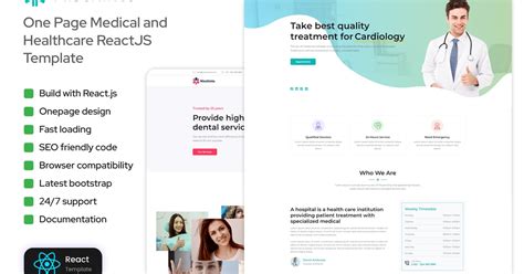 Nischinto Medical And Healthcare Reactjs Template Site Templates Landing Page Templates Ft