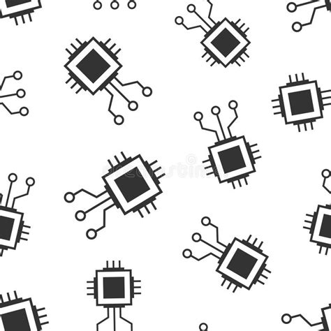 Computer Chip Icon In Flat Style Circuit Board Vector Illustration On White Isolated Background