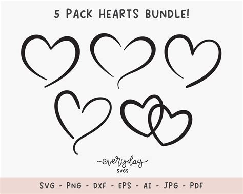 Fancy Heart Svg Bundle Open Heart Outline Svg Hand Drawn Heart Shape
