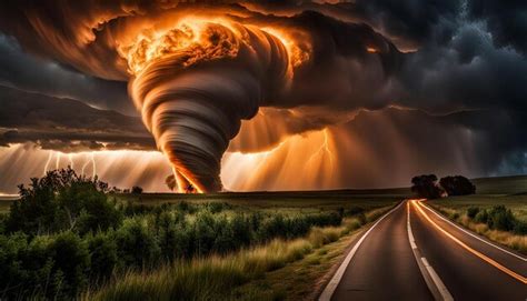 Natural Phenomenon Tornado Of Fire Premium Ai Generated Image