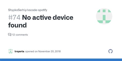 No Active Device Found · Issue 74 · Shyykoserhiyvscode Spotify · Github