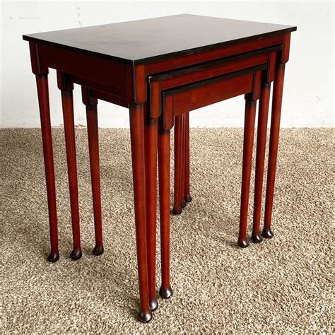 Traditional Mahogany Nesting Tables From Bombay Company Set Of 3 For