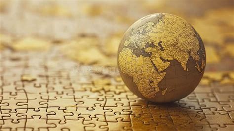 A Globe Set Against The Background Of A Puzzle Geopolitics
