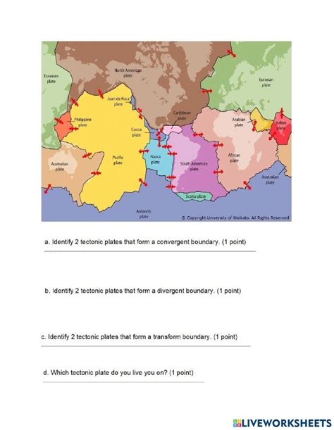 Tectonic Plates Free Interactive Worksheets 827040